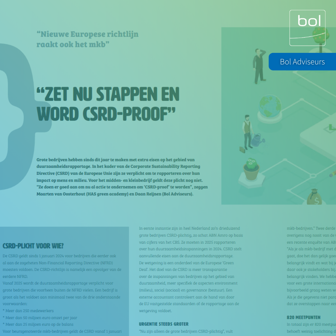 Zet nu stappen en word CSRD-proof | Bol Adviseurs
